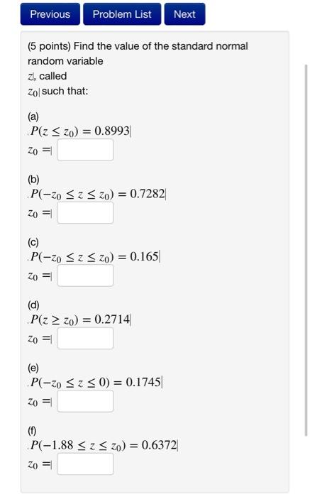 Solved Previous Problem List Next (5 points) Find the value | Chegg.com
