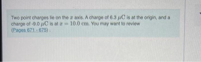 Solved Two point charges lie on the x axis. A charge of | Chegg.com