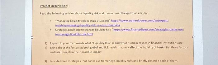 Solved Project Description: Read the following articles | Chegg.com