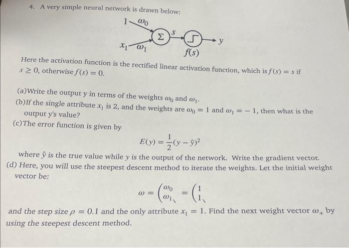 Solved 4. A very simple neural network is drawn below: Here | Chegg.com