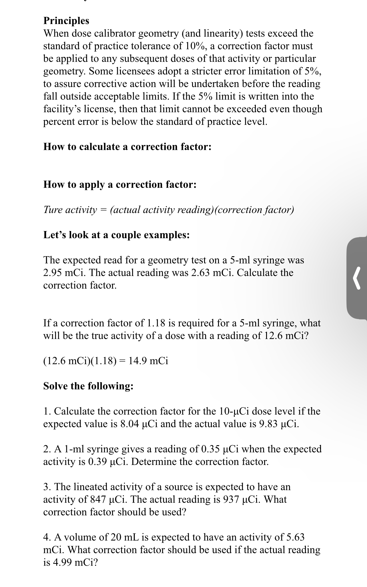 Solved PrinciplesWhen dose calibrator geometry (and | Chegg.com