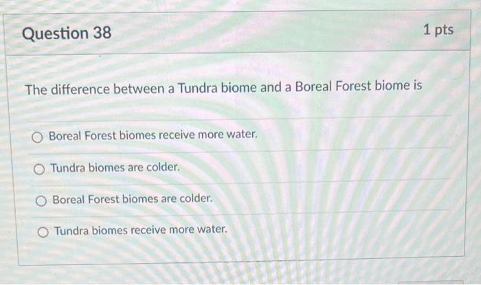 Solved The difference between a Tundra biome and a Boreal | Chegg.com