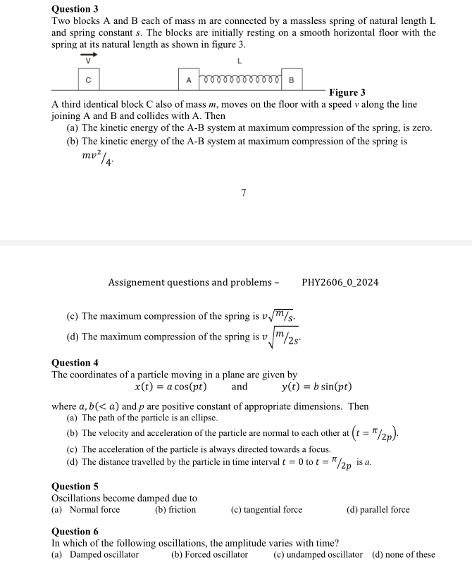 Solved Question 3Two blocks A and B ﻿each of mass m ﻿are | Chegg.com