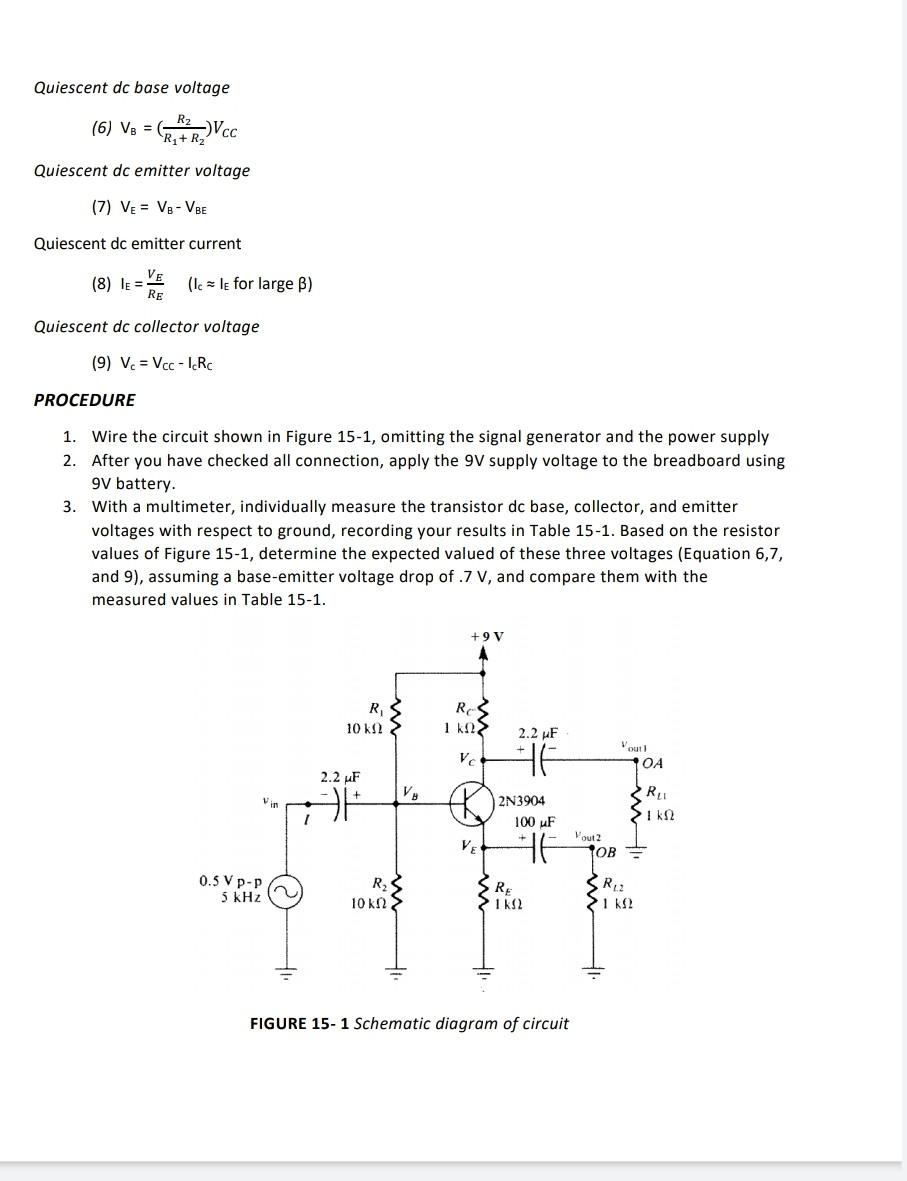 Solved The Combination of Common-Emitter Amplifier and | Chegg.com