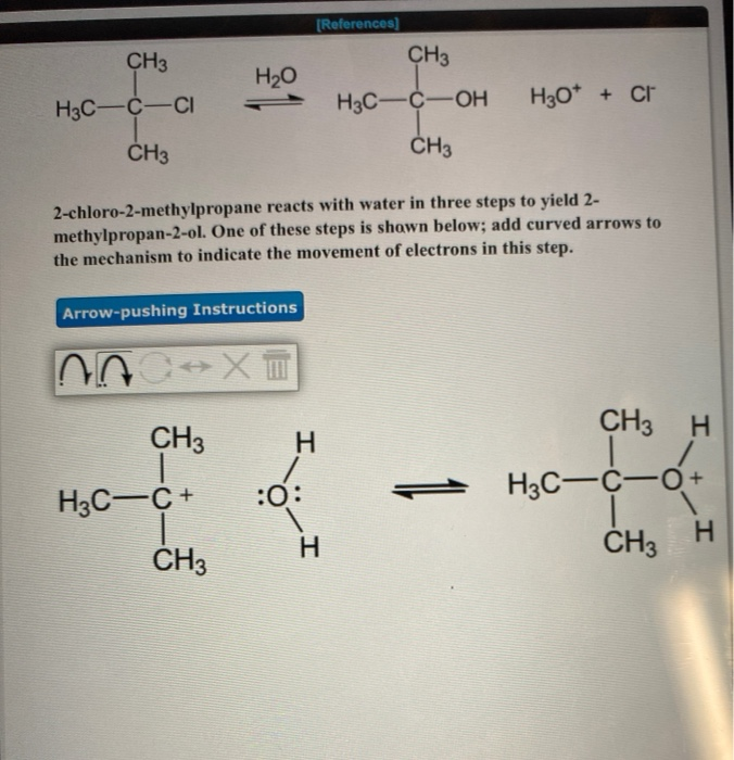 Solved (References) CH3 CH3 H20 H3C-C-C1 H3C-C-OH H30* + Cr | Chegg.com