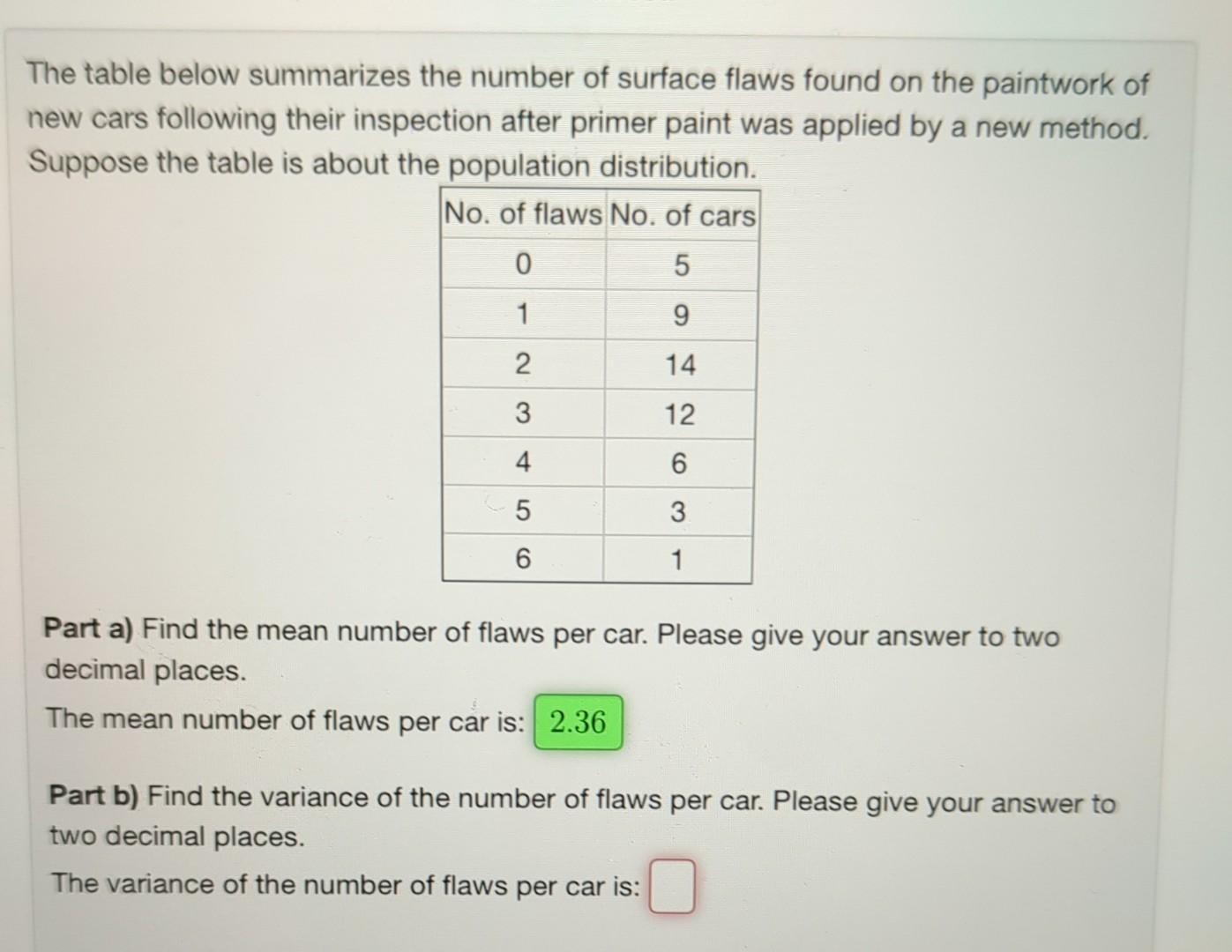 Solved The table below summarizes the number of surface | Chegg.com