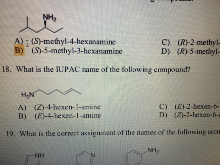Solved A) , (S)-methyl-4-hexanamine B) | Chegg.com
