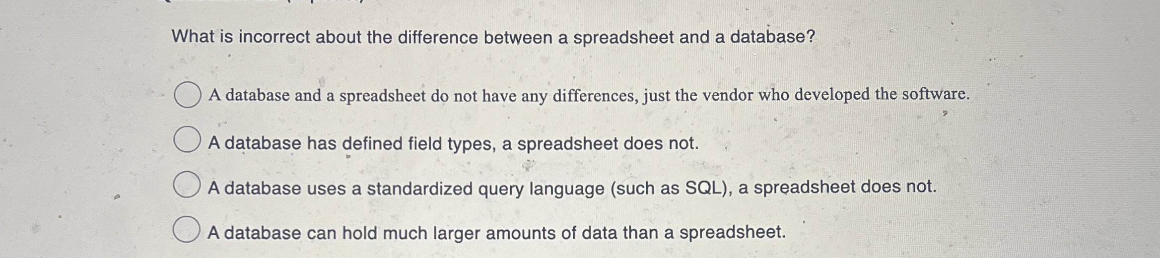 Solved What is incorrect about the difference between a | Chegg.com