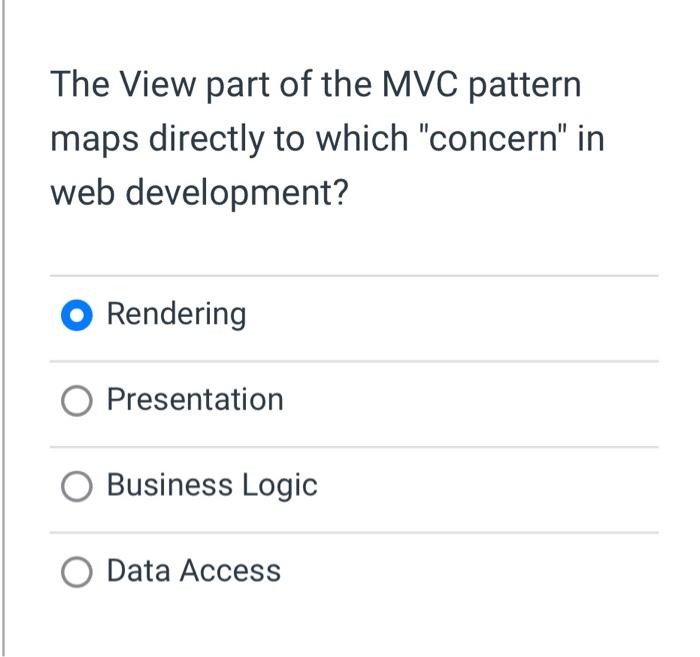 Solved The View part of the MVC pattern maps directly to | Chegg.com