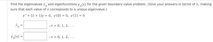 Find the eigenvalues λn and eigenfunctions yn(x) for | Chegg.com