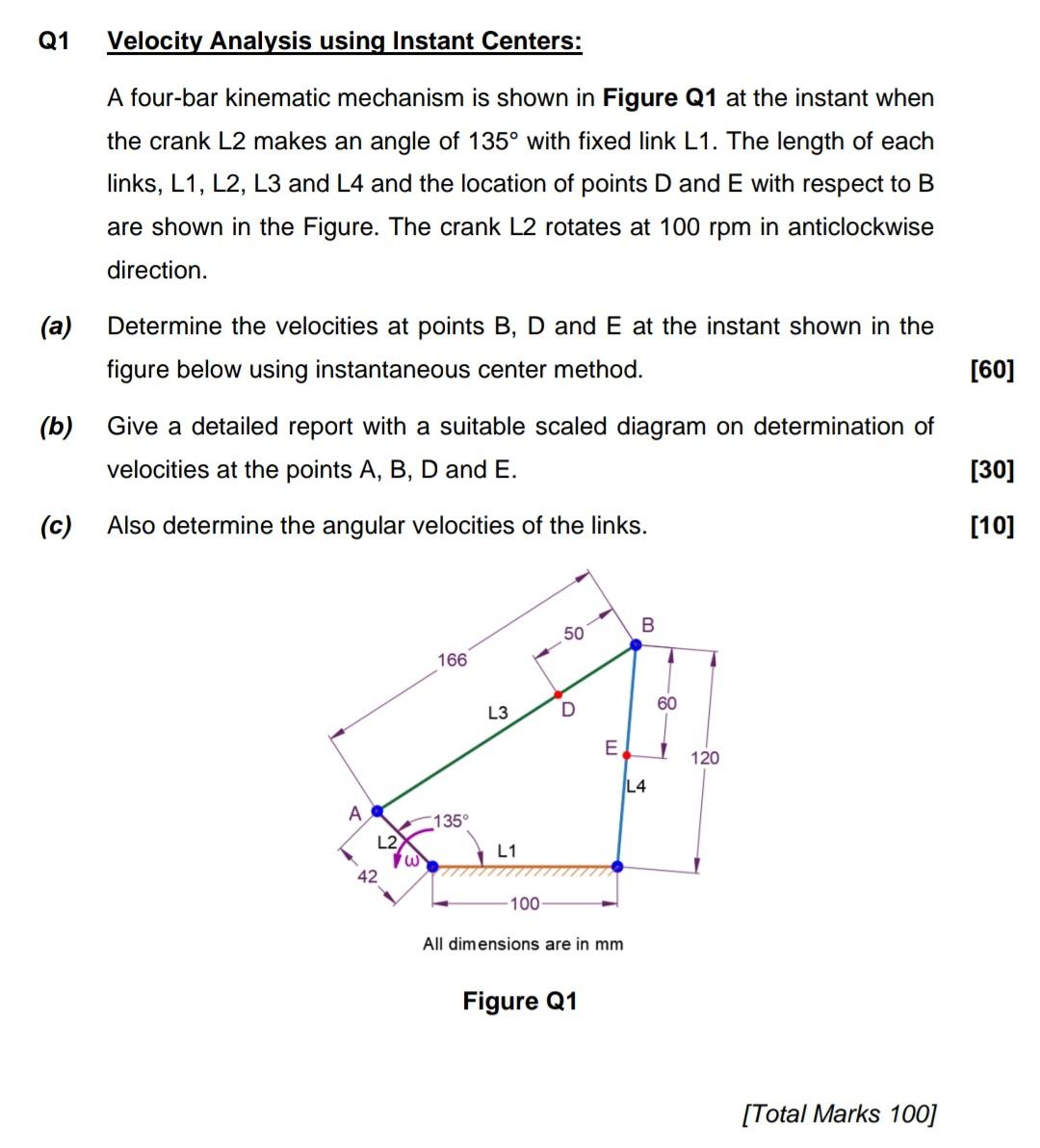 Solved Q1 Velocity Analysis using Instant Centers: A | Chegg.com