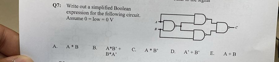 Solved Q7: Write out a simplified Boolean expression for the | Chegg.com