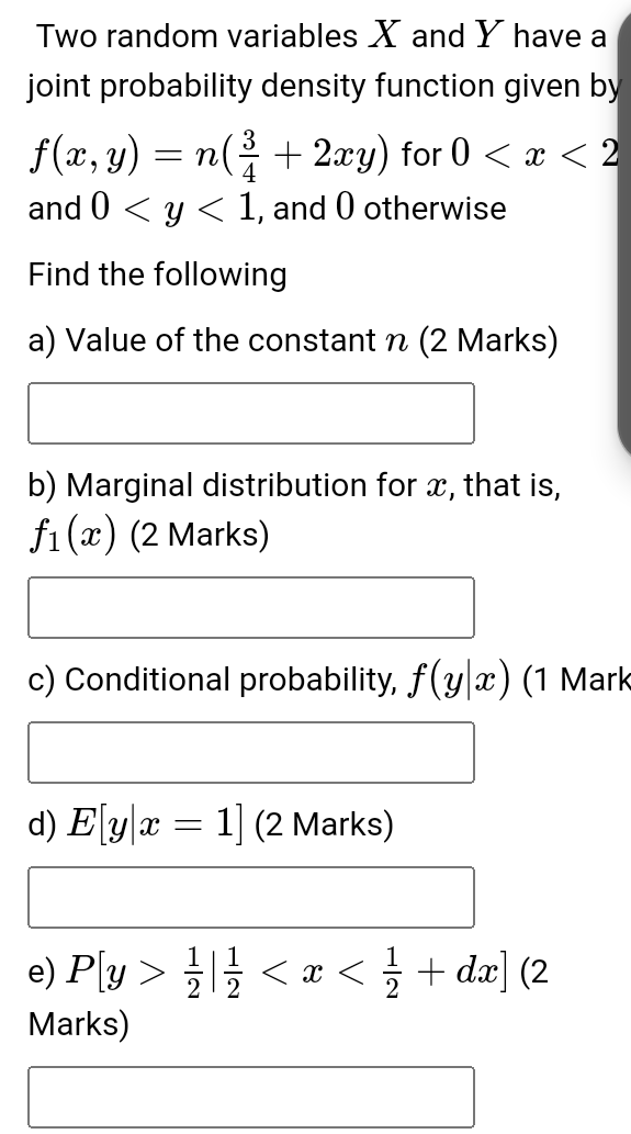 Solved joint probability density function given by | Chegg.com