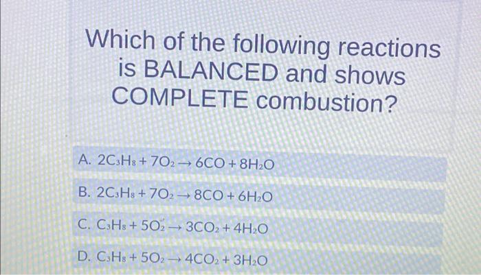 Solved Which of the following reactions is BALANCED and | Chegg.com