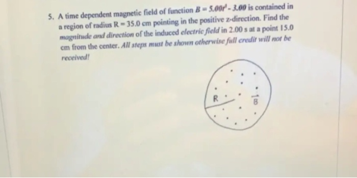 Solved 5. A time dependent magnetic field of function B - | Chegg.com
