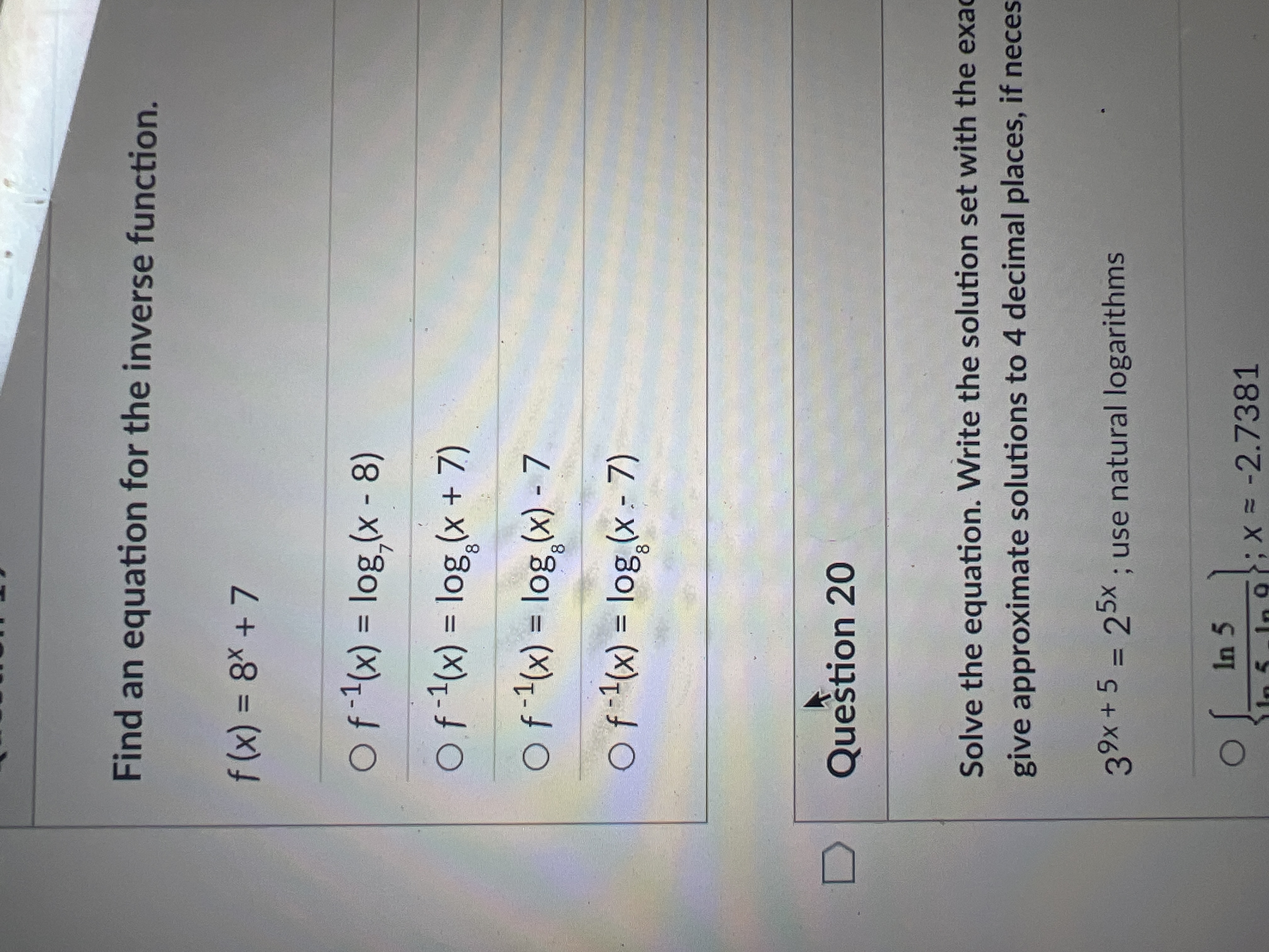 Solved Find an equation for the inverse | Chegg.com