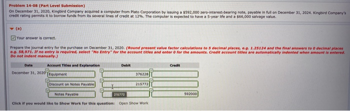 Solved Problem 14-08 (Part Level Submission) On December 31, | Chegg.com