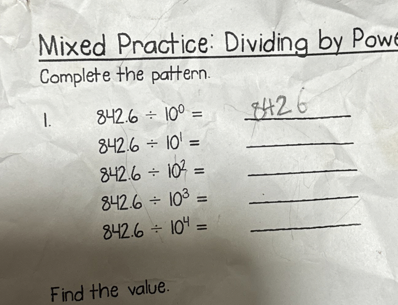 Solved Mixed Practice: Dividing by Pow Complete the | Chegg.com