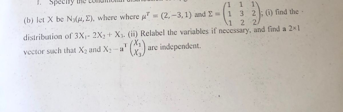 Solved distribution of 3x1-2x2+x3. (ii) ﻿Relabel the | Chegg.com