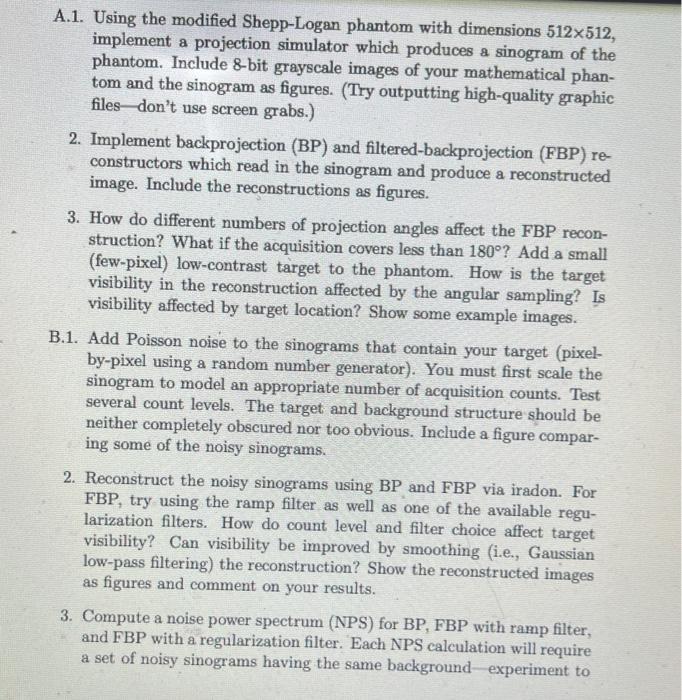 A.1. Using the modified Shepp-Logan phantom with | Chegg.com