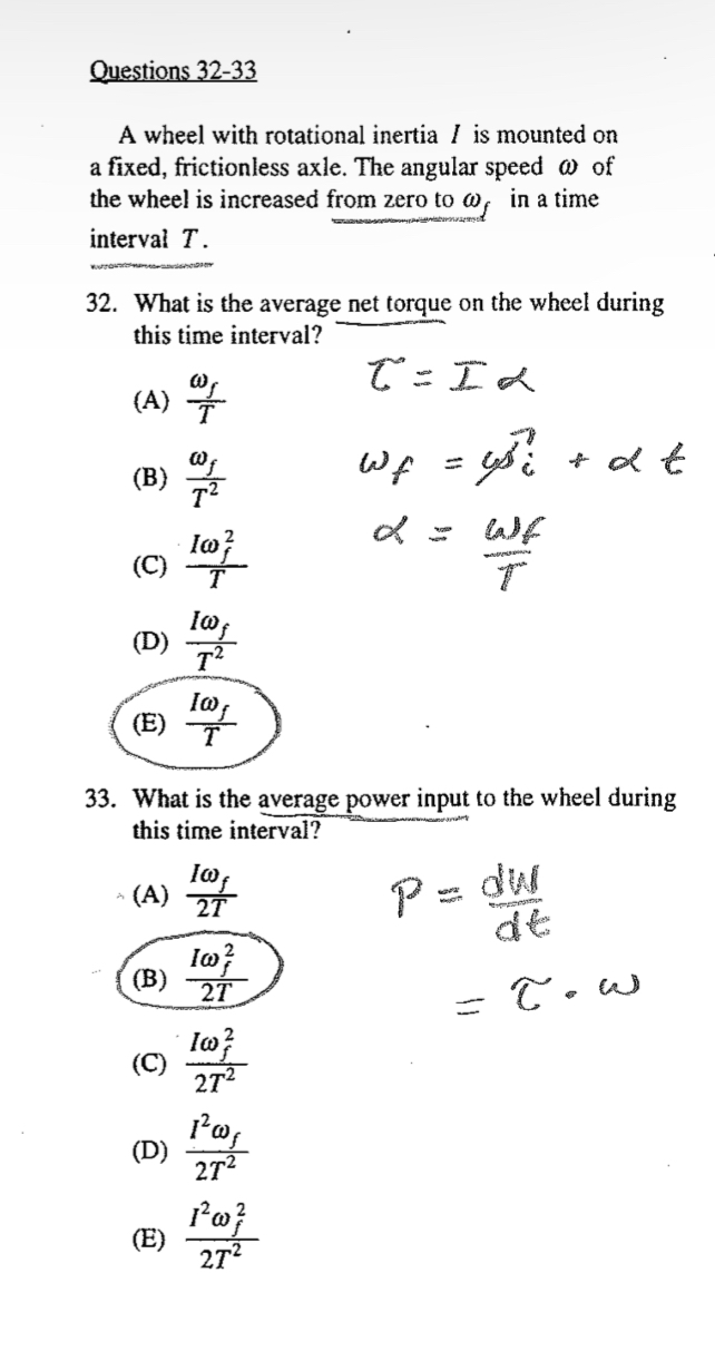Solved Questions 32-33A wheel with rotational inertia I is | Chegg.com