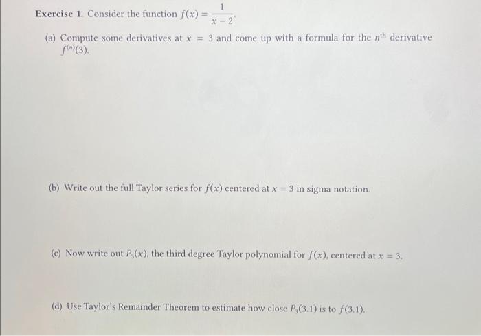 Solved Exercise 1. Consider the function f(x)=x−21. (a) | Chegg.com