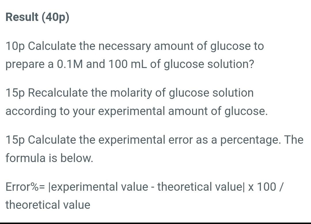 Solved Result (40p) 10p Calculate the necessary amount of | Chegg.com