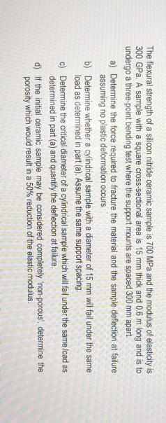 Solved The flexural strength of a silicon nitride ceramic | Chegg.com
