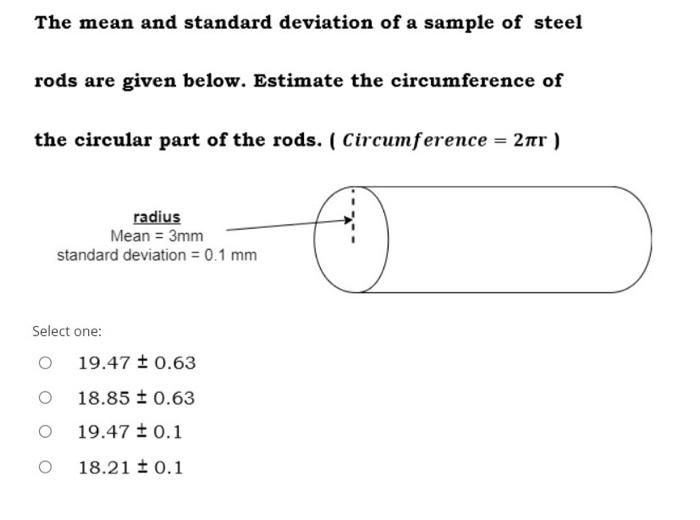 Solved The mean and standard deviation of a sample of steel | Chegg.com