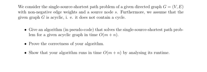 Solved We consider the single-source-shortest path problem | Chegg.com