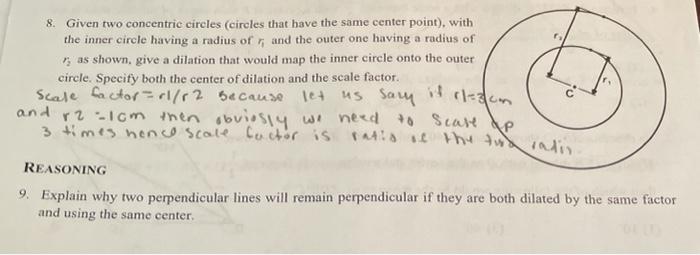 Solved 8. Given two concentric circles (Circles that have | Chegg.com