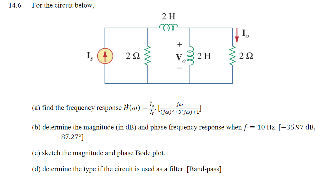 Solved 14.6 ﻿For the circuit below,(a) ﻿find the frequency | Chegg.com