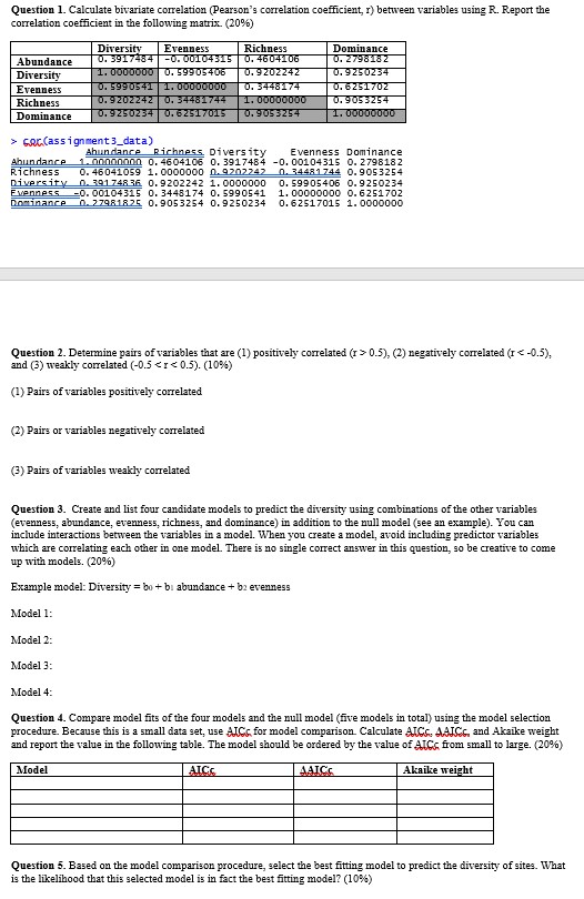 Question 1. ﻿Calculate bivariate correlation | Chegg.com