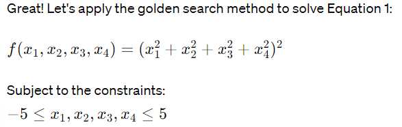 apply the golden search method to solve Equation | Chegg.com