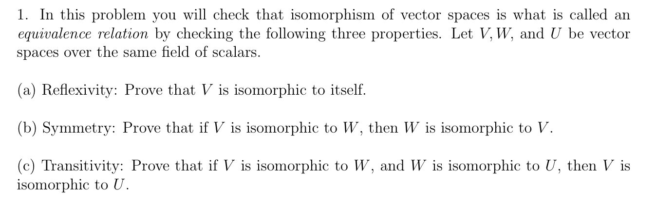 Solved 1. ﻿In this problem you will check that isomorphism | Chegg.com