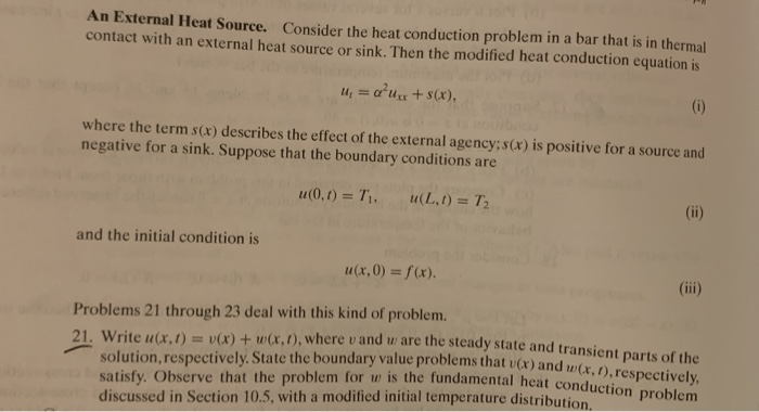 Solved An External Heat Source. Consider the heat conduction | Chegg.com