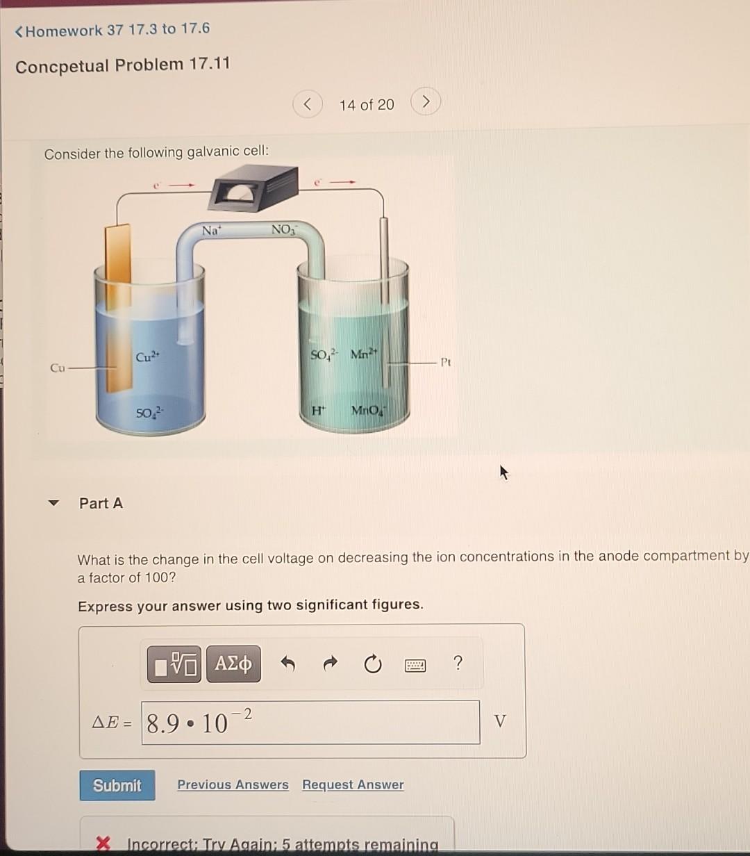Solved Consider the following galvanic cell: Part A What is | Chegg.com