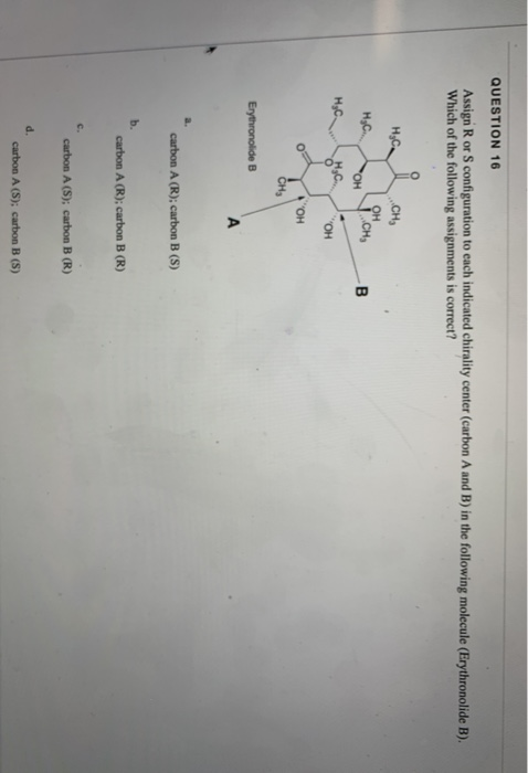 Solved QUESTION 16 Assign Ror S configuration to each | Chegg.com