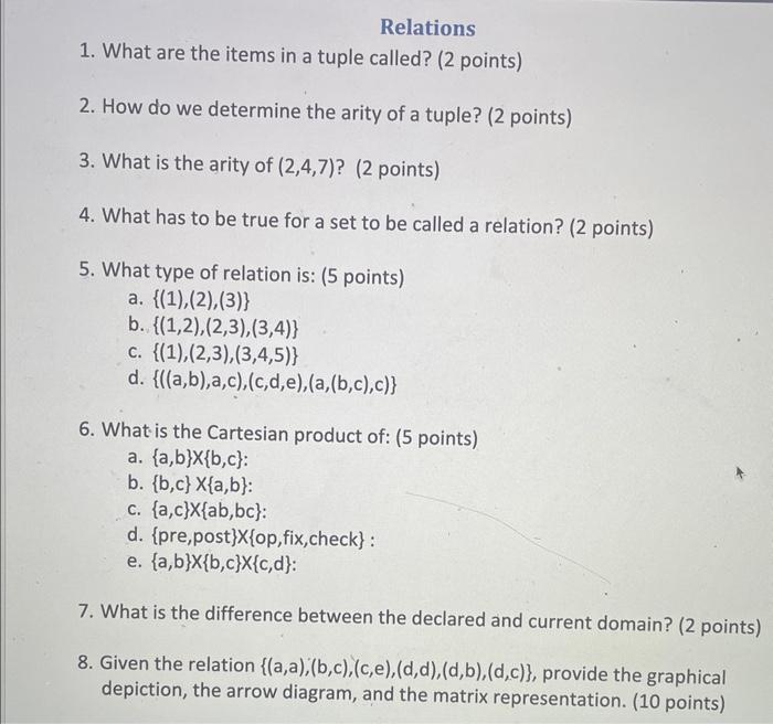 Solved 1. What are the items in a tuple called? ( 2 points) | Chegg.com