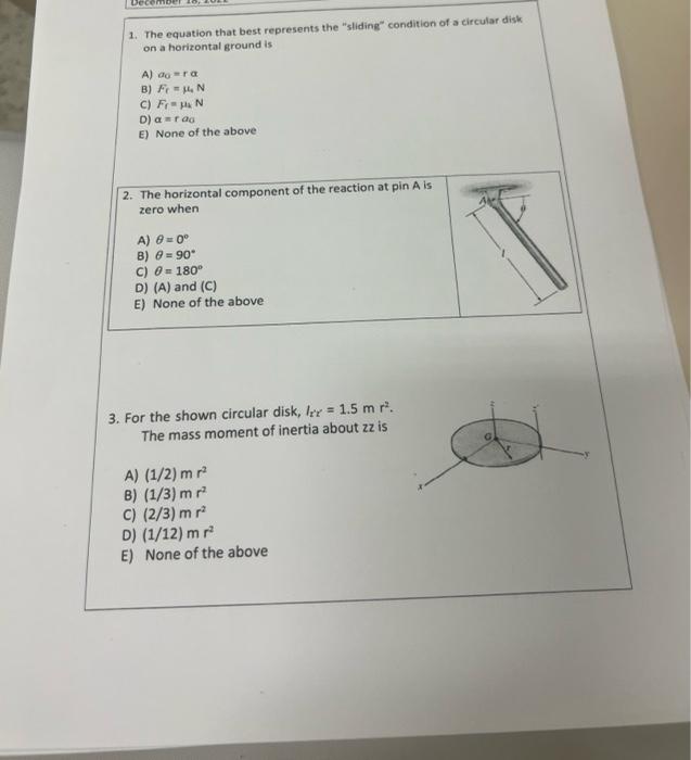 Solved 1. The equation that best represents the "sliding" | Chegg.com