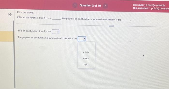 Solved Fill in the blanks. If f is an odd function, then | Chegg.com