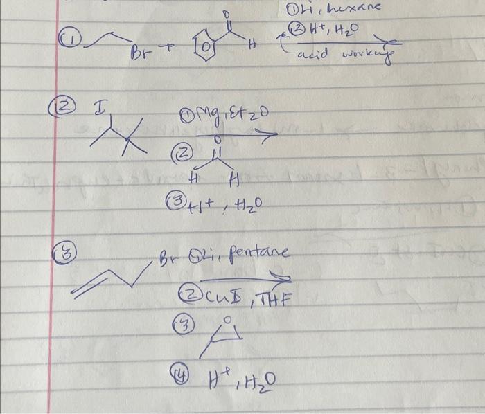 Solved (1) (1) H, hexane (2) H+,H2O (2) (1) Mg1Et2O (2) (3) | Chegg.com