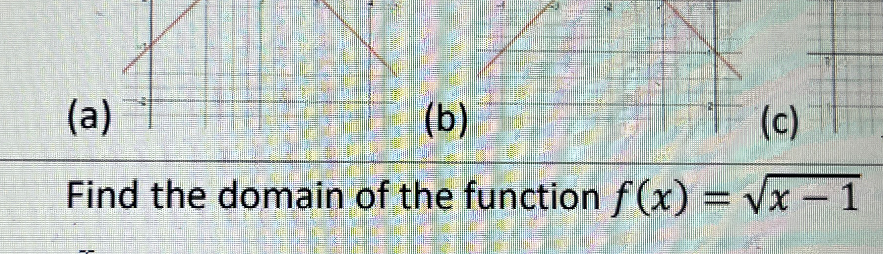 Solved (a)(b)(c)Find the domain of the function f(x)=x-12 | Chegg.com