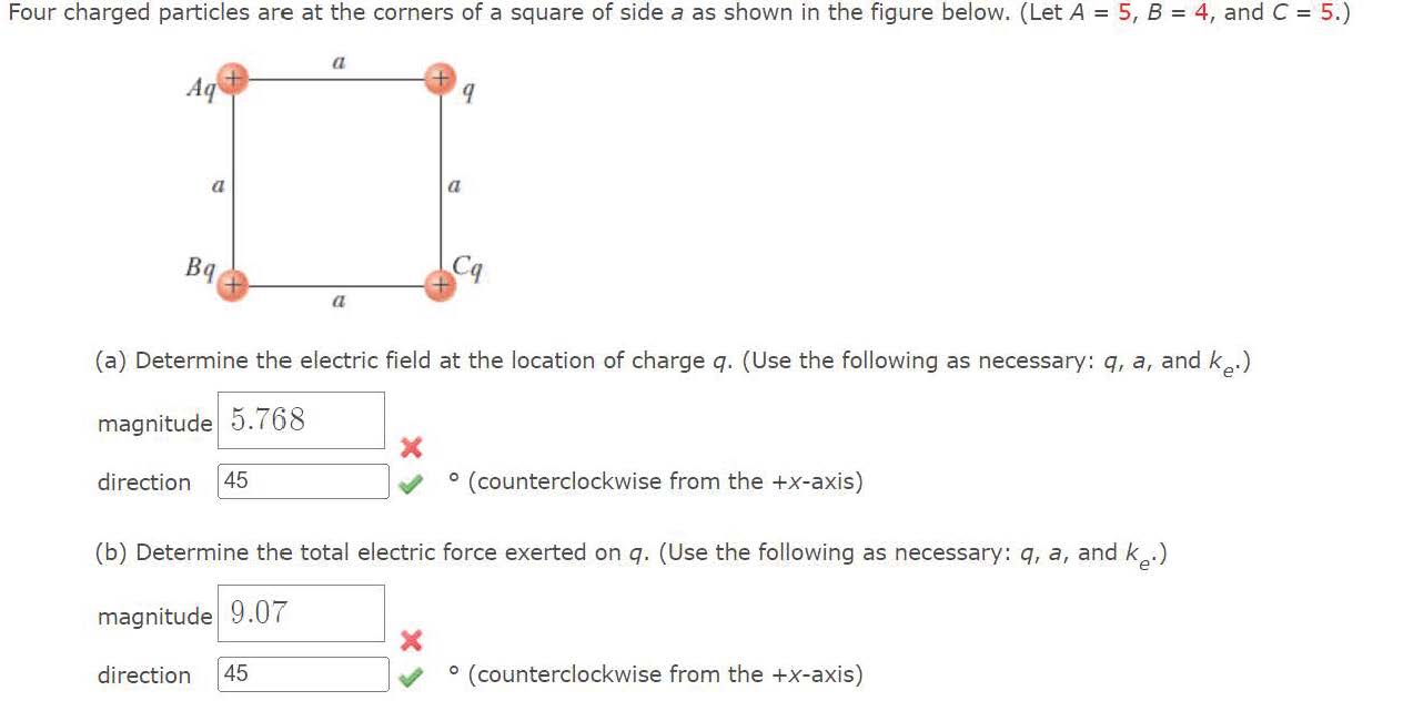 Solved Four charged particles are at the corners of a square | Chegg.com
