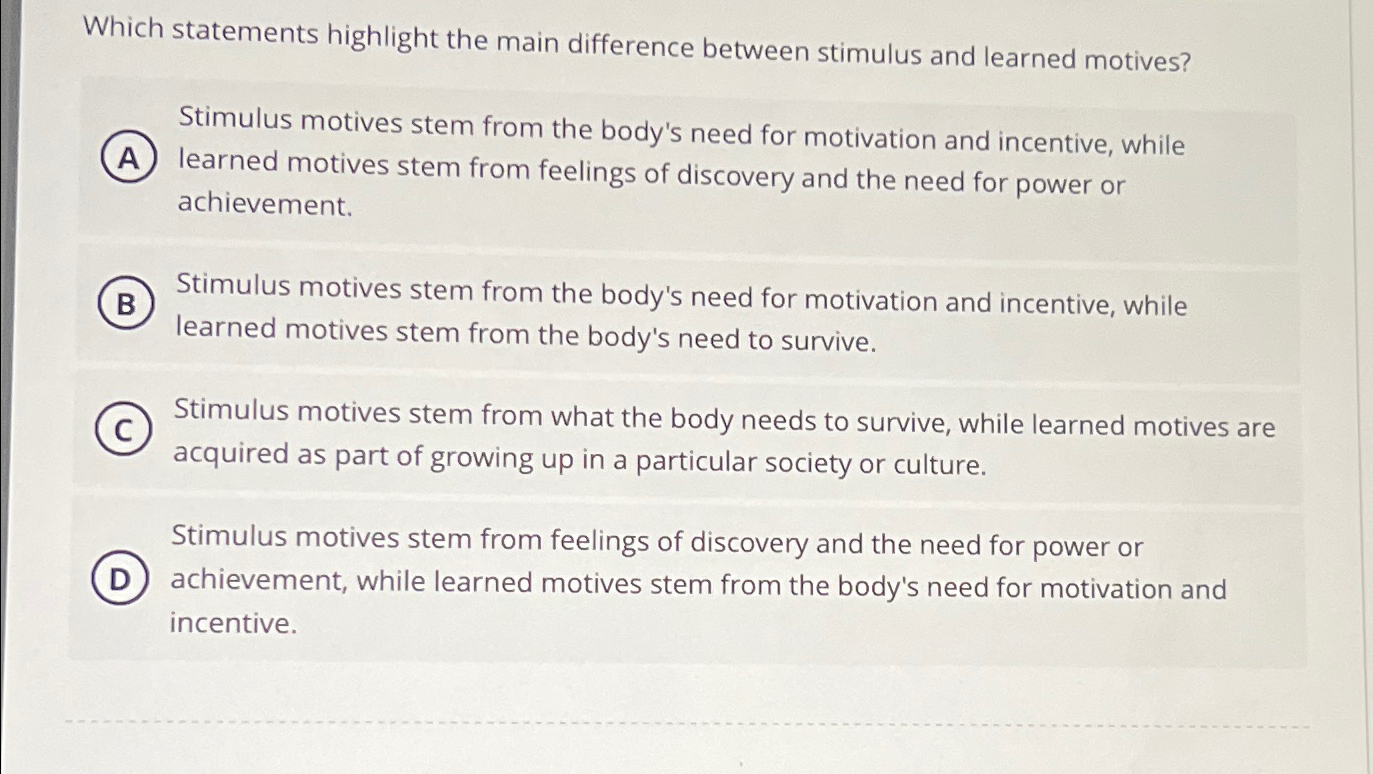 Solved Which statements highlight the main difference | Chegg.com