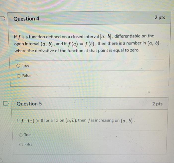 Solved Question 4 2 pts If f is a function defined on a | Chegg.com