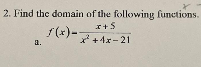 Solved 2. Find the domain ƒ(x)= a. of the following | Chegg.com