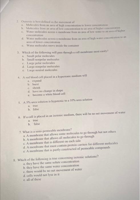 Solved 2. potato osmosis 3. Onion cell osmosis Post lab | Chegg.com