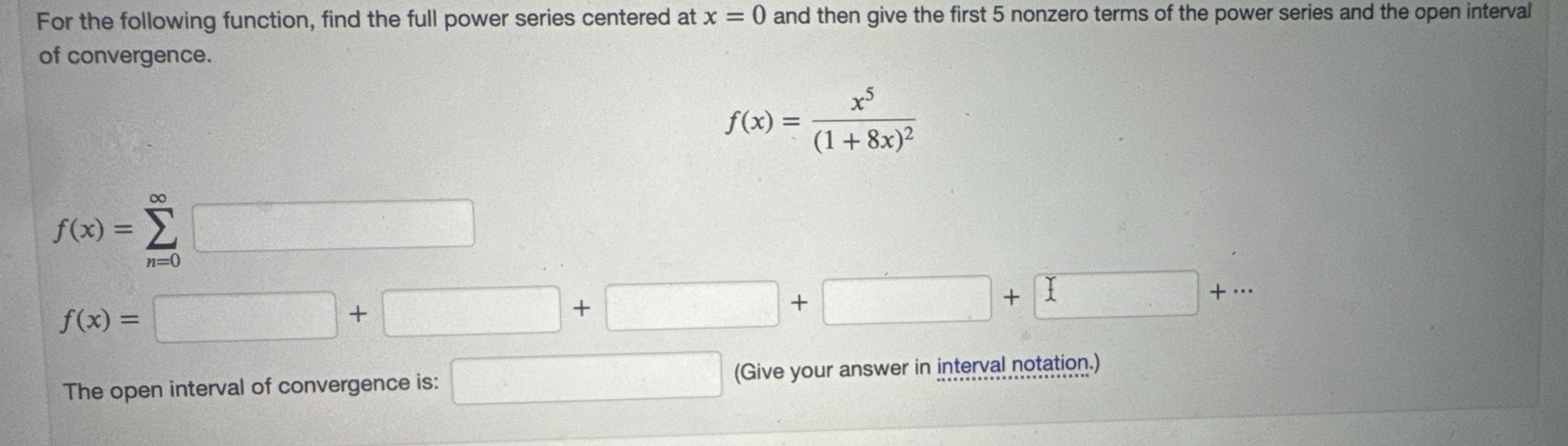 Solved For the following function, find the full power | Chegg.com