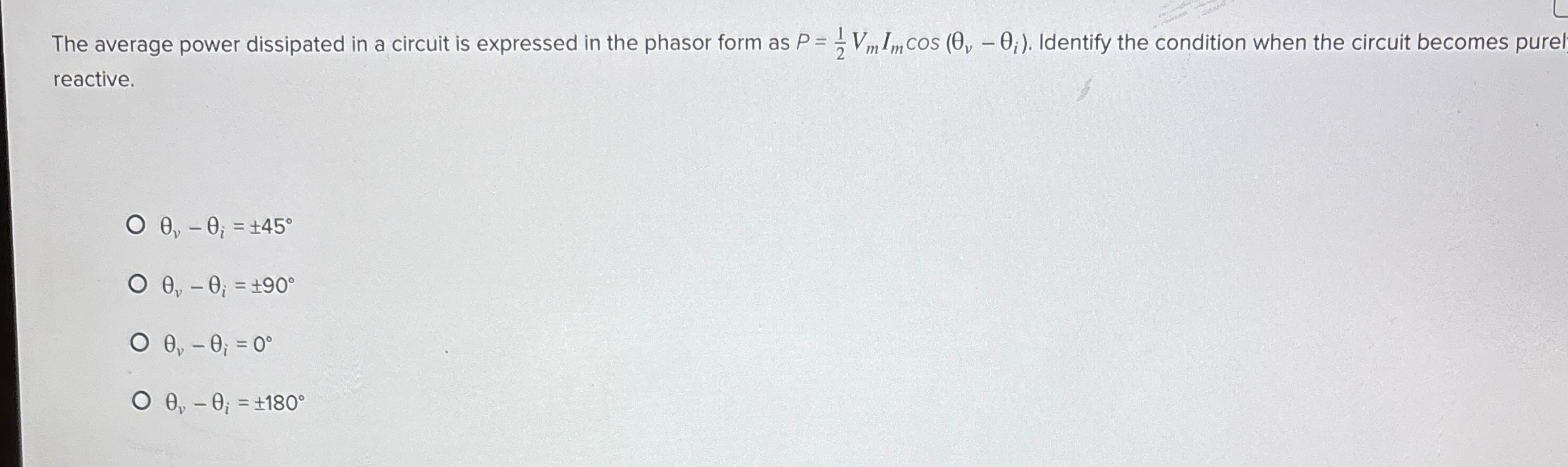Solved The average power dissipated in a circuit is | Chegg.com